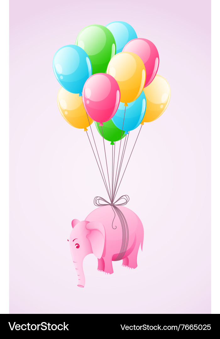 Small pink elephant flying Royalty Free Vector Image