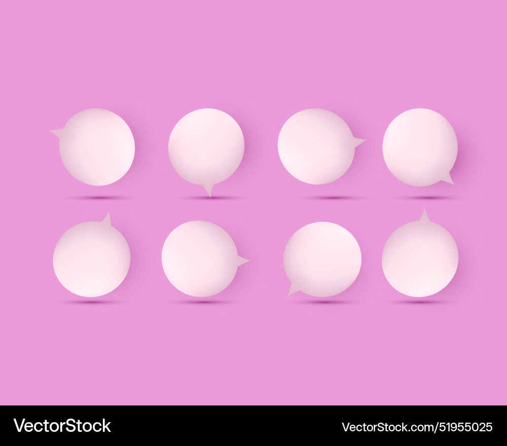 Unique set 3d cute white speech bubble isolated Vector Image