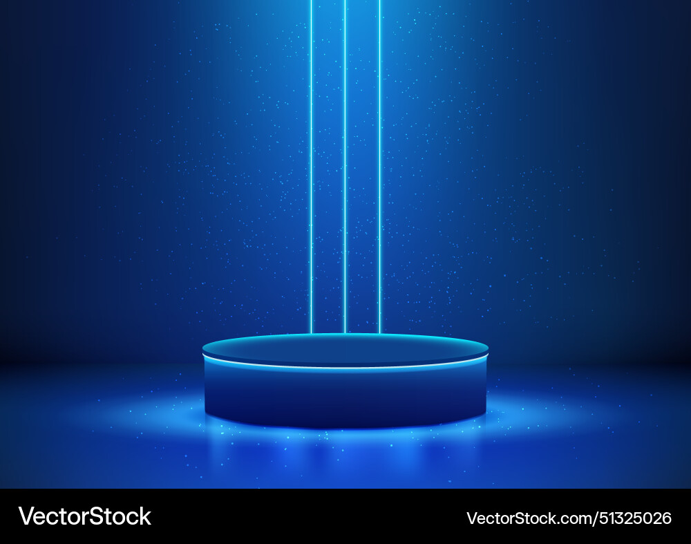3d realistic empty blue podium stand Royalty Free Vector