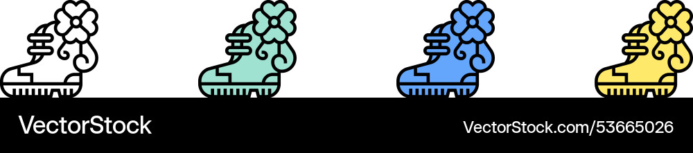 Boot icon outline green blue and yellow style Vector Image