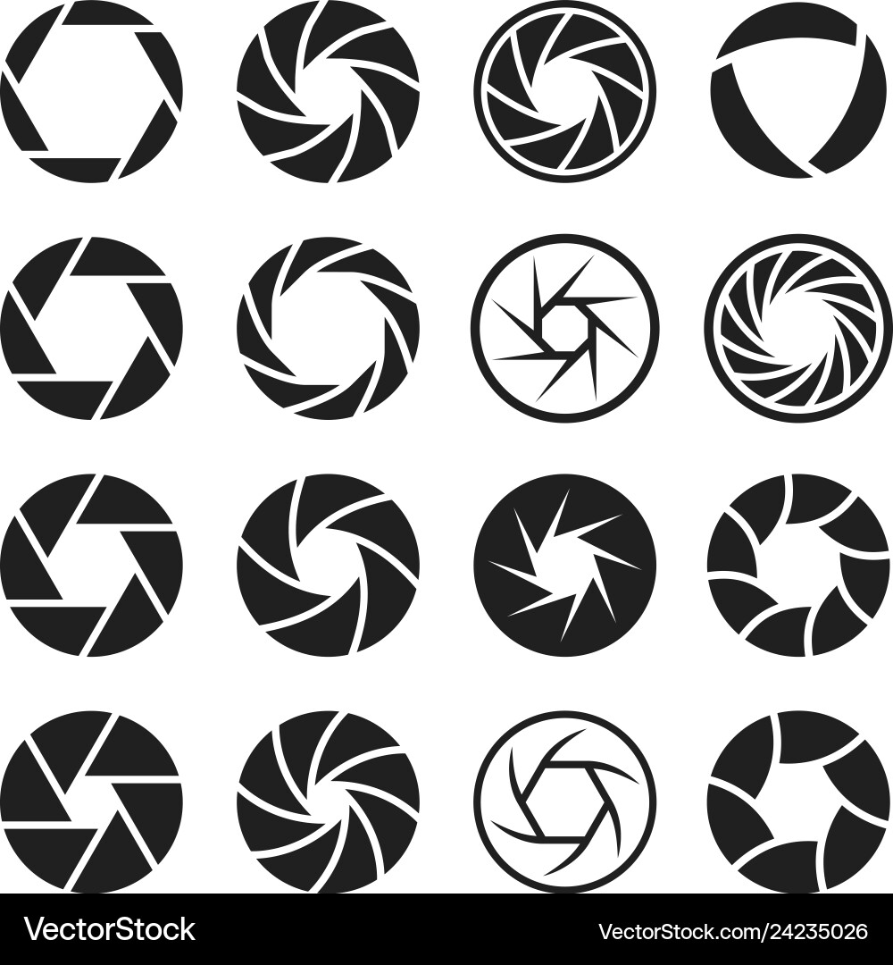 Camera shutter icon set photo and video equipment Vector Image