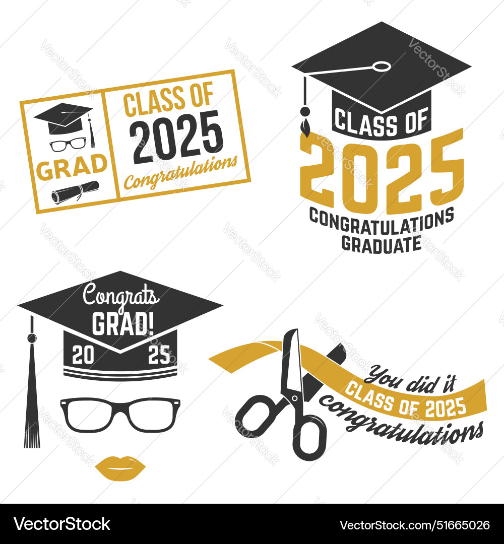 Class of 2025 Graduation Badges Royalty Free Vector Image