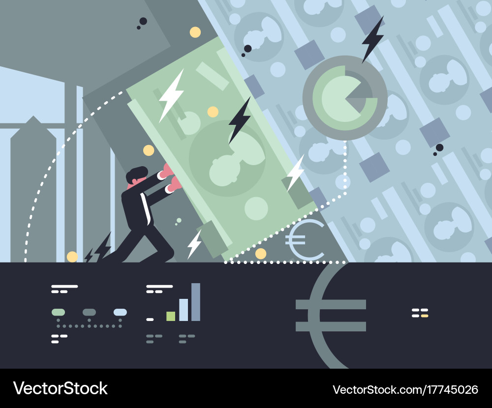 Collapse and fall of bank Royalty Free Vector Image