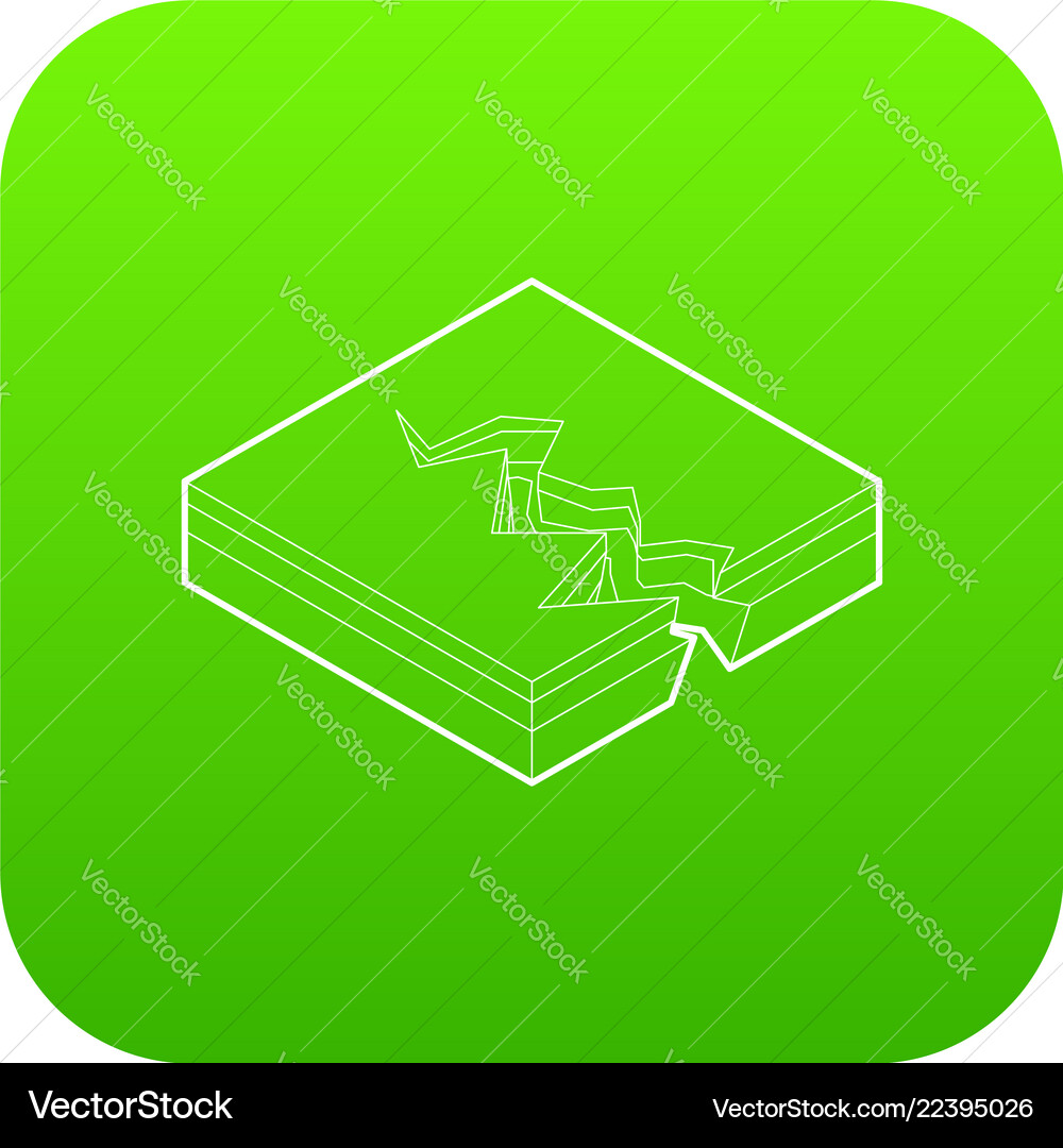 Earth crack icon green Royalty Free Vector Image