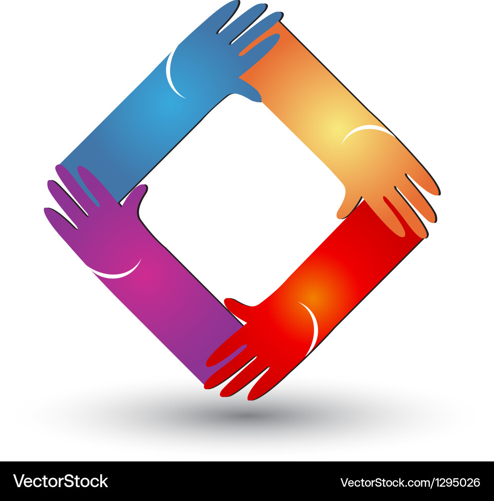 Hands in diamond shape logo Royalty Free Vector Image