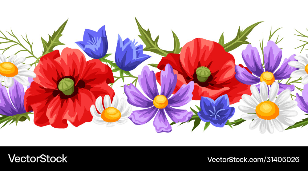 Seamless pattern with summer flowers Royalty Free Vector