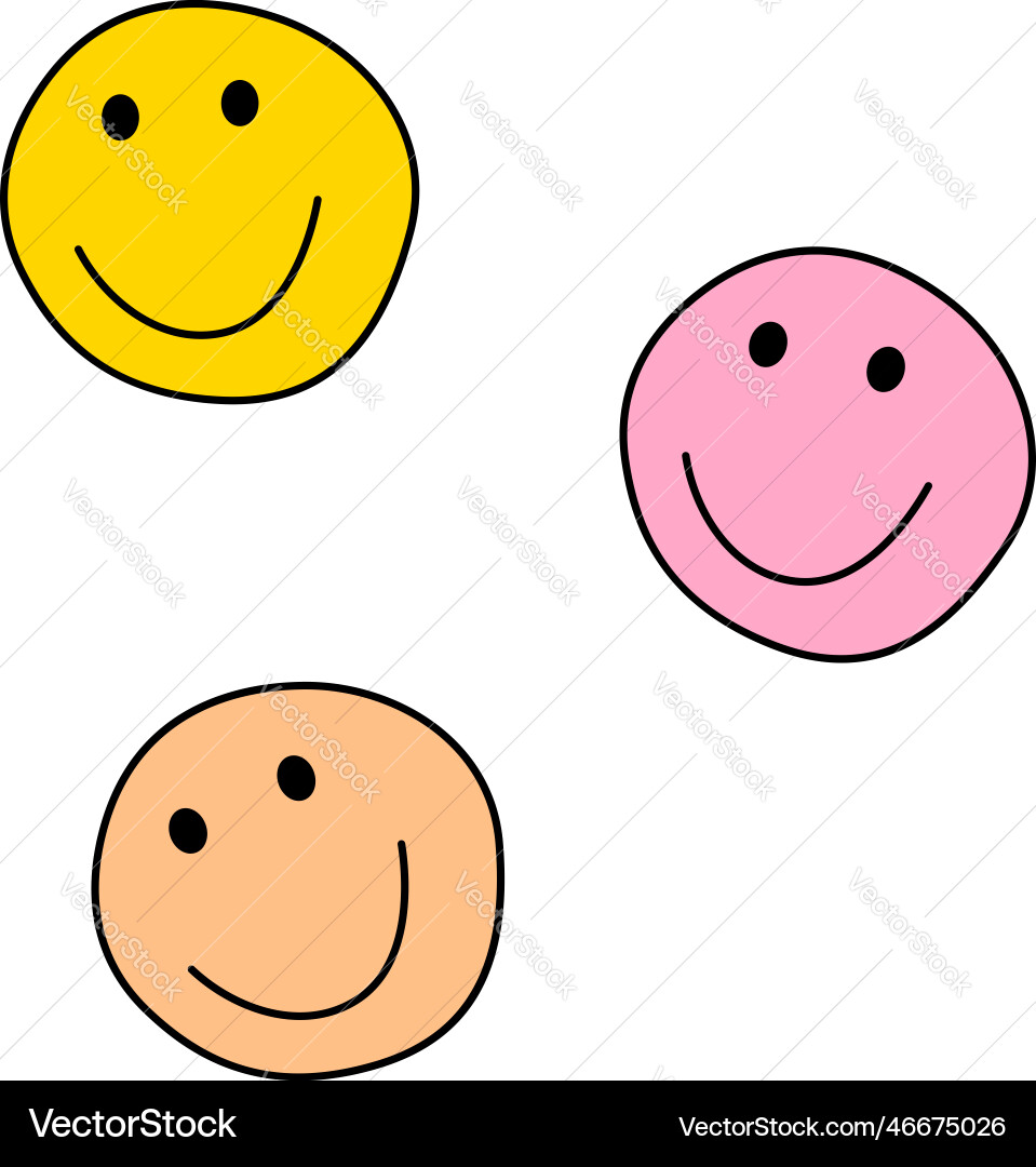 Smiley faces hand draw Royalty Free Vector Image