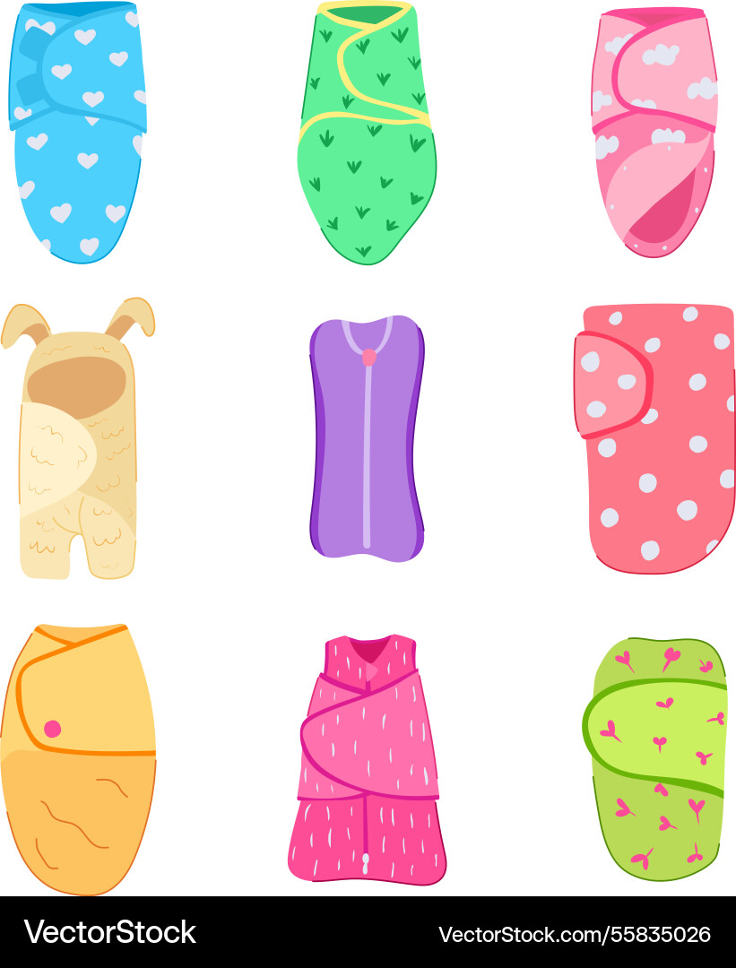 Swaddle wrap set cartoon Royalty Free Vector Image