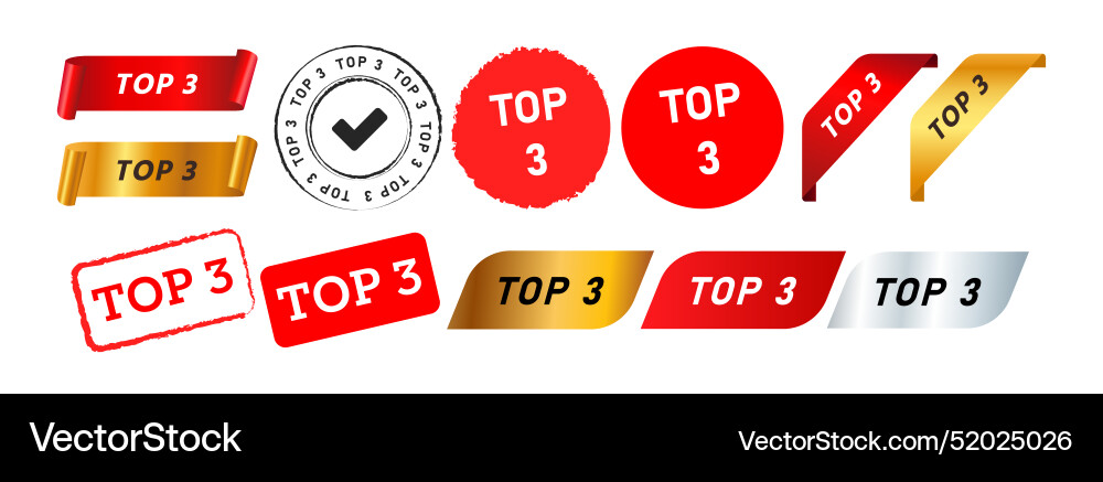 Top 3 Ranking Stamp & Ribbon Label Royalty Free Vector