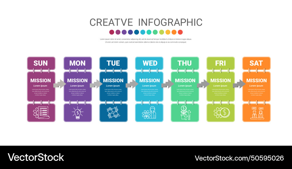 Weekly planner timeline business for 7 day Vector Image