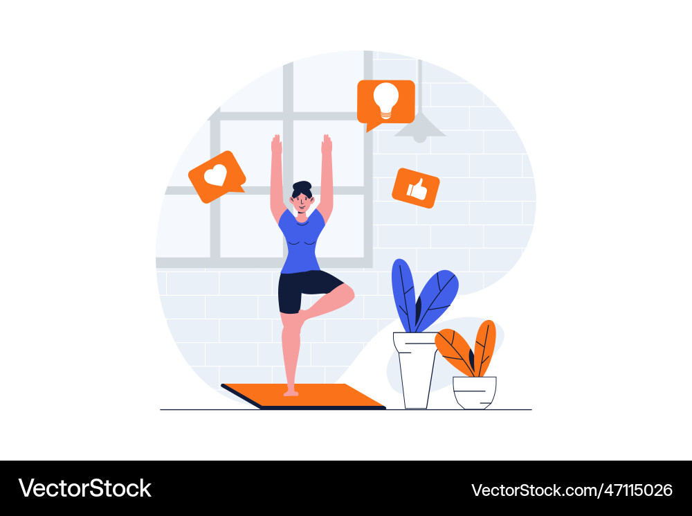 Yoga asanas concept with character scene Vector Image