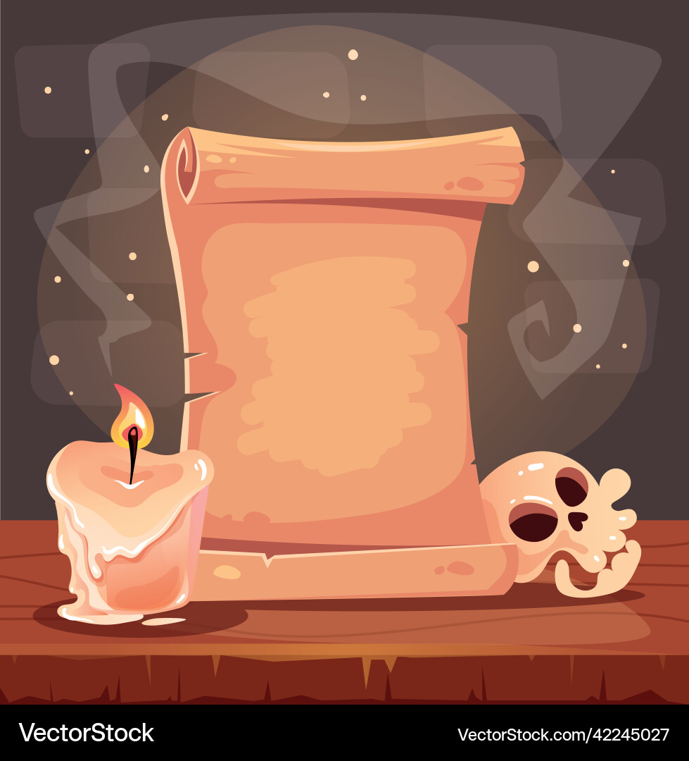 Ancient medival magic parchment on table concept Vector Image