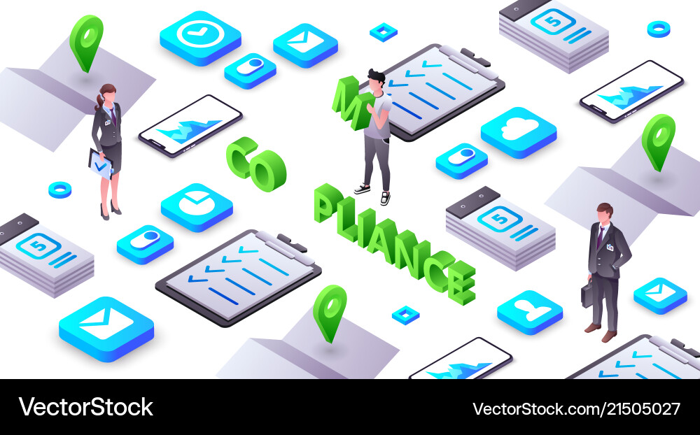 Business compliance isometric Royalty Free Vector Image