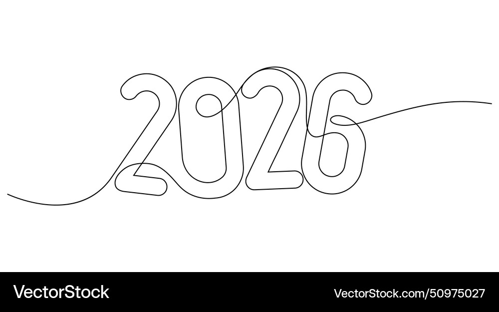 Continuous line drawing 2026 number design logo Vector Image