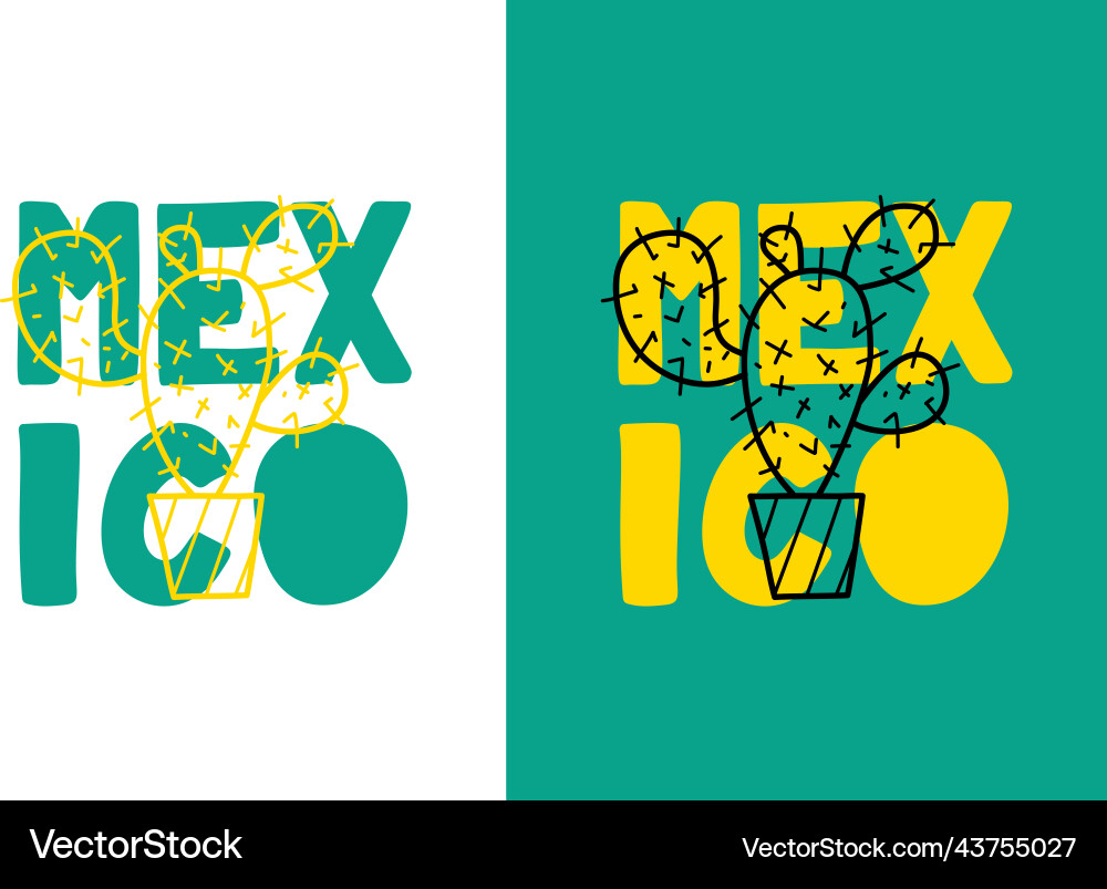 Cute cactus with phrase mexico - cut out from Vector Image