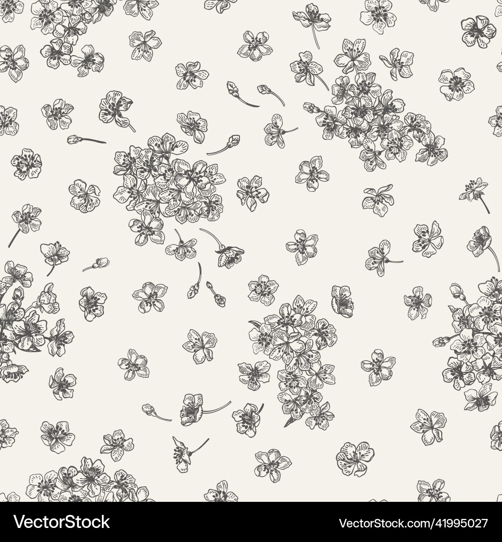Elegant Cherry Blossom Pattern Royalty Free Vector Image