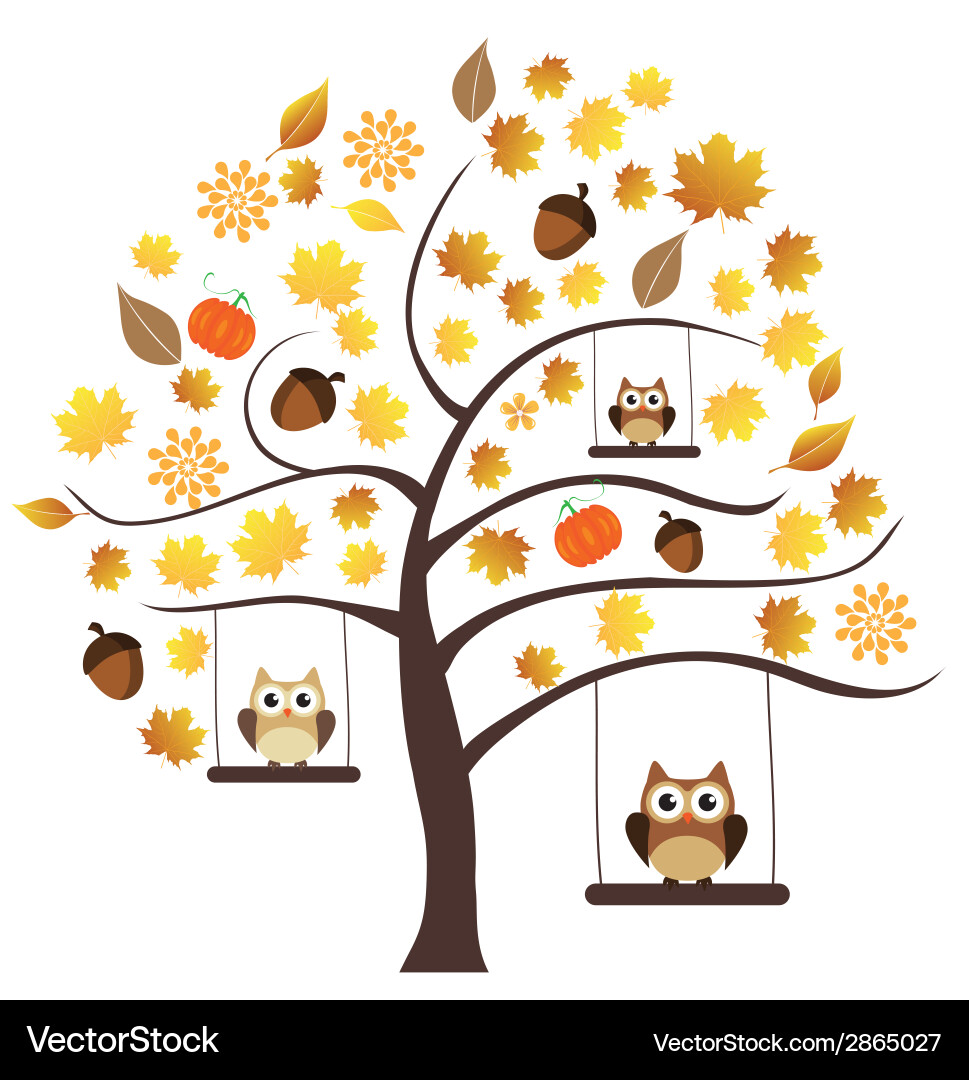 Fall owls Royalty Free Vector Image - VectorStock