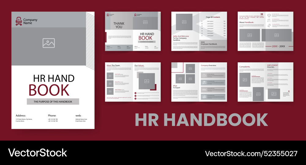 Hr employee handbook brochure template Royalty Free Vector