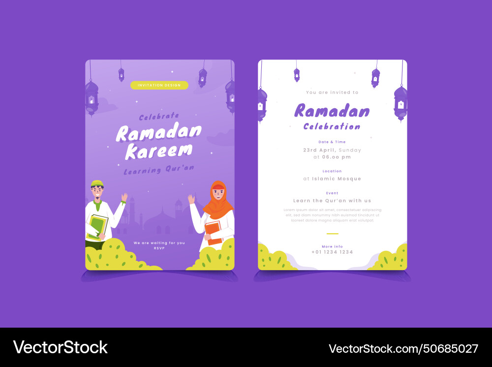 Islamic ramadan learn quran invitation card design