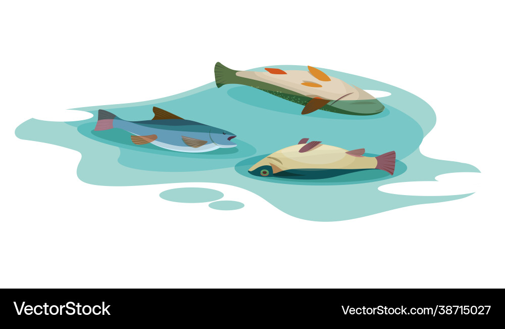 Poisoned dead fish in a dirty water Royalty Free Vector