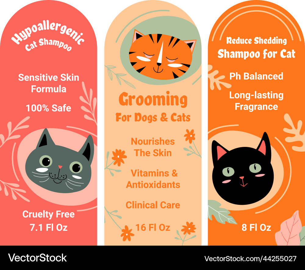 Shampoo for cats hypoallergenic and sensitive Vector Image