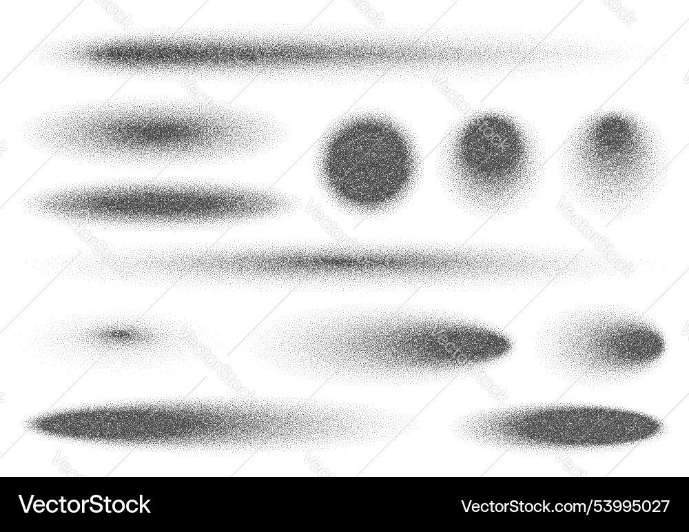 Spray noise grain circle and oval halftone figures