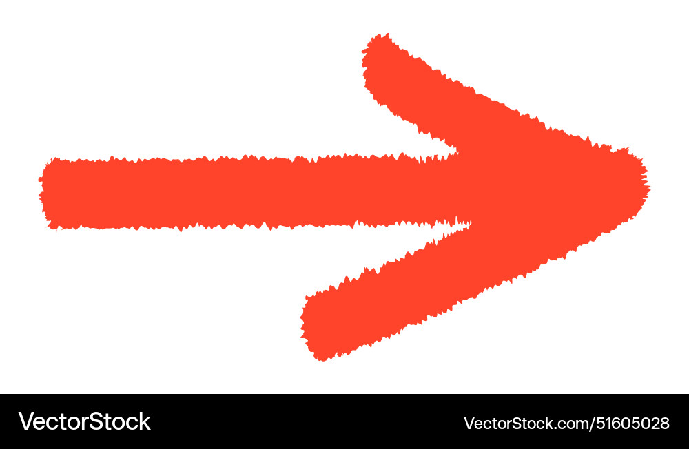 Brush-styled rightward red arrow Royalty Free Vector Image