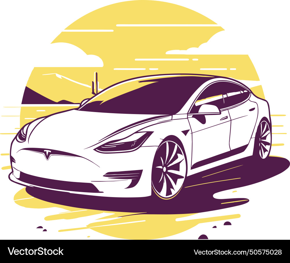 Collectors car with sun Royalty Free Vector Image
