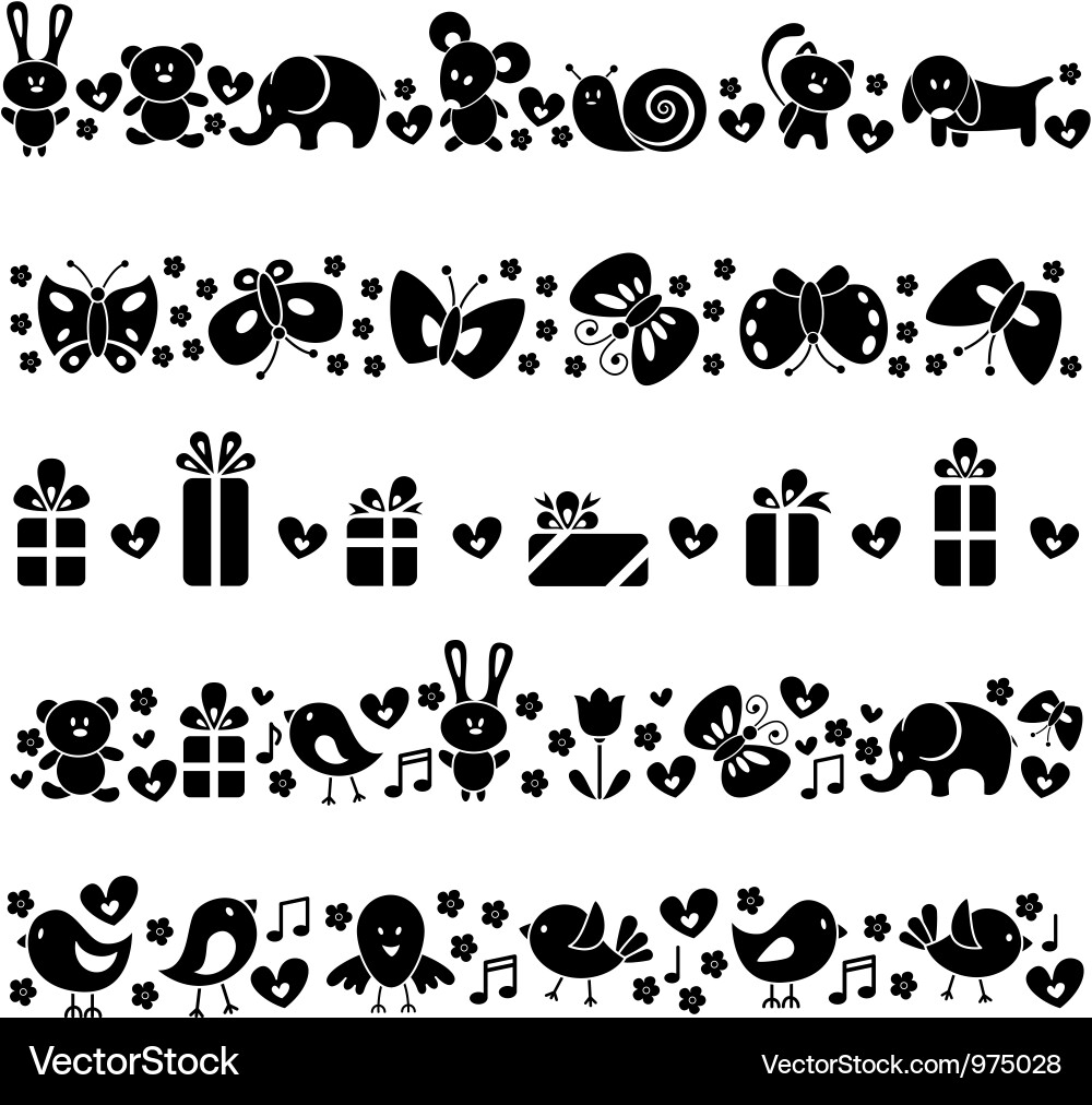 Cute borders with baby icons Royalty Free Vector Image