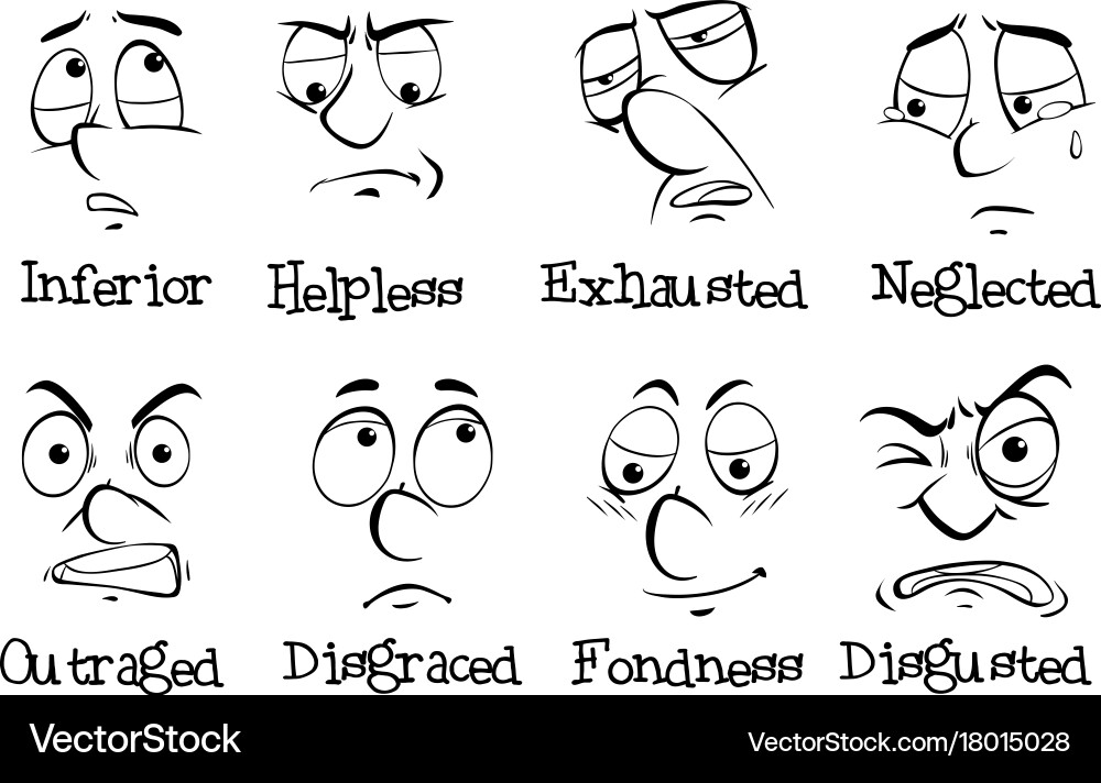 Eight different emotions of human being Royalty Free Vector
