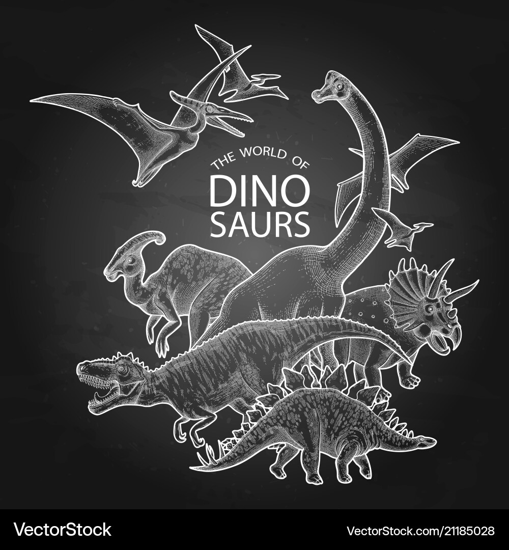 Group of graphic dinosaurs Royalty Free Vector Image