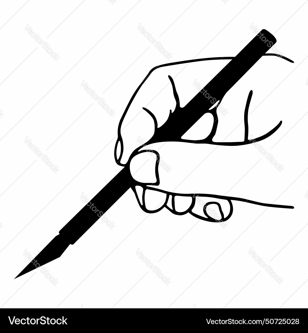 Hand holding an ink pen Royalty Free Vector Image