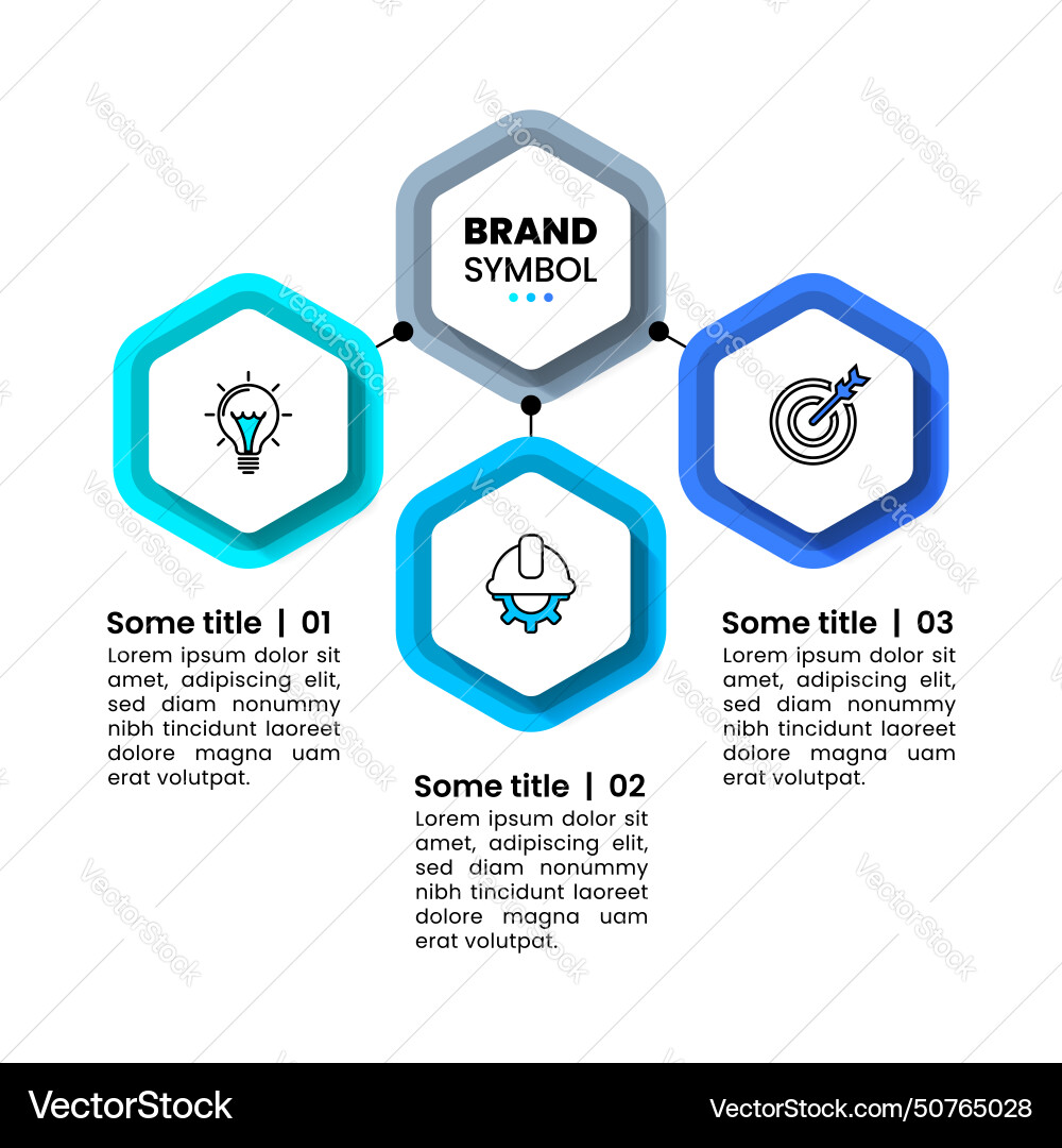 Infographic template 3 hexagons connected Vector Image