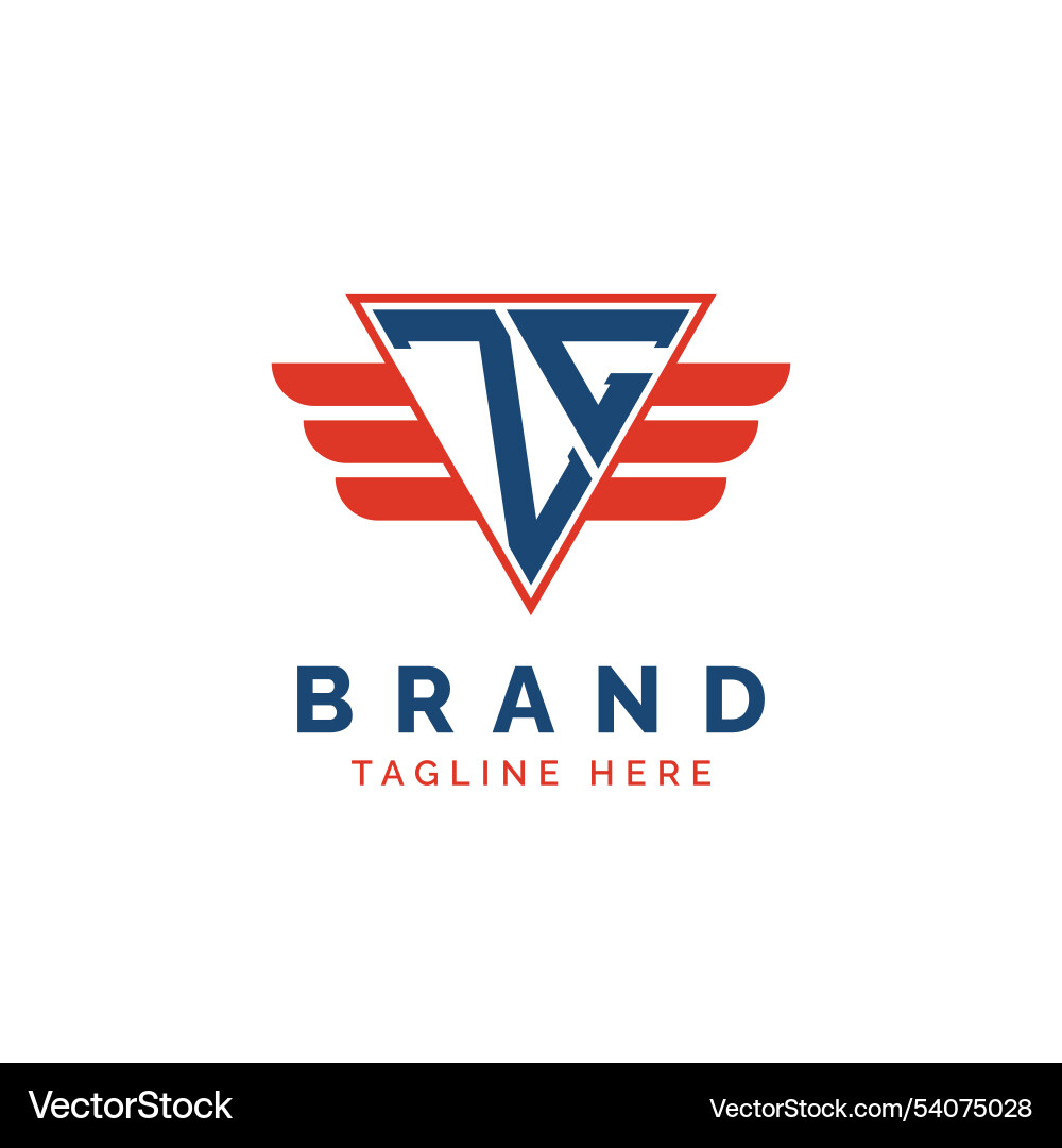 Patriotic zc logo initials letter winged Vector Image