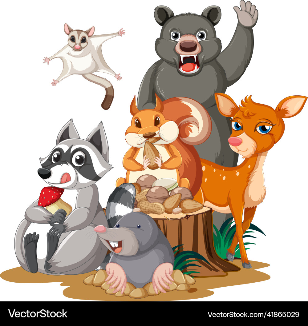Many animals in the park Royalty Free Vector Image