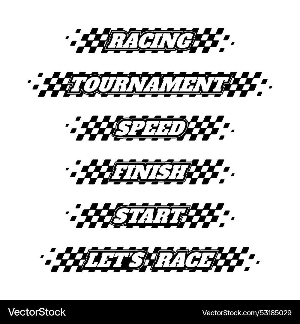 Racing checkered lines text Royalty Free Vector Image