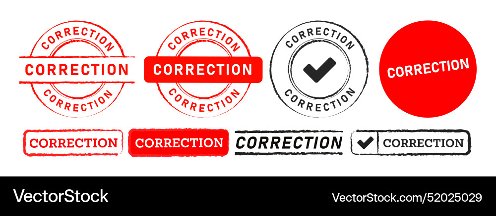 Red and black rubber stamp correction label Vector Image