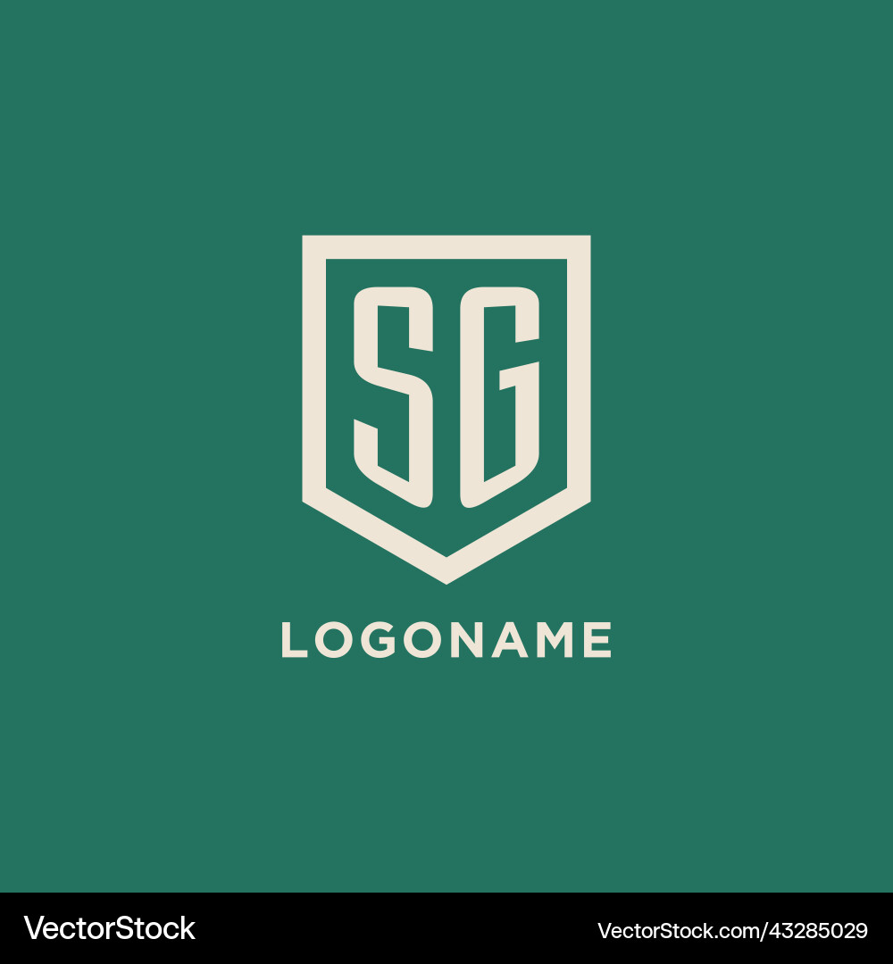 Sg initial logo monogram shield geometric shape Vector Image