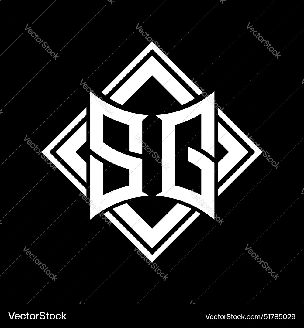 Sg letter logo abstract shield shape with square Vector Image