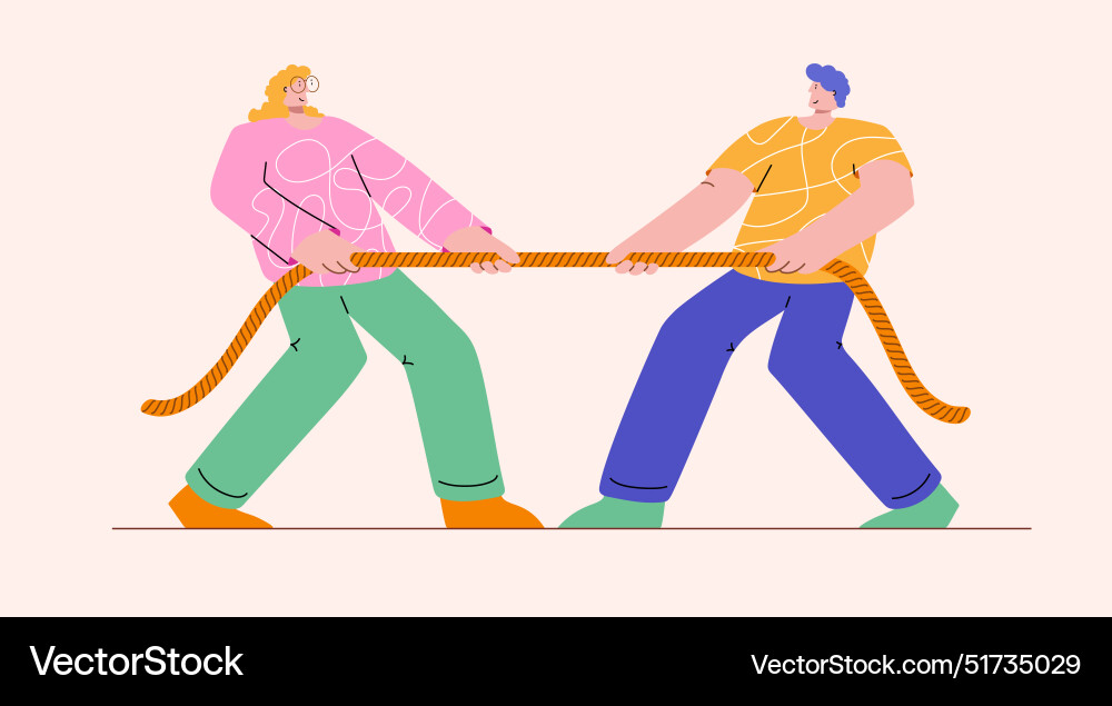 Tug of war competition for teamwork Royalty Free Vector