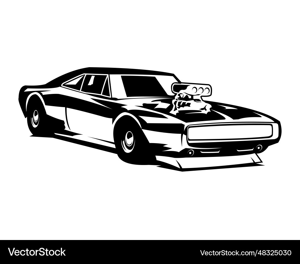 1970 Dodge Charger - Retro Classic Royalty Free Vector Image