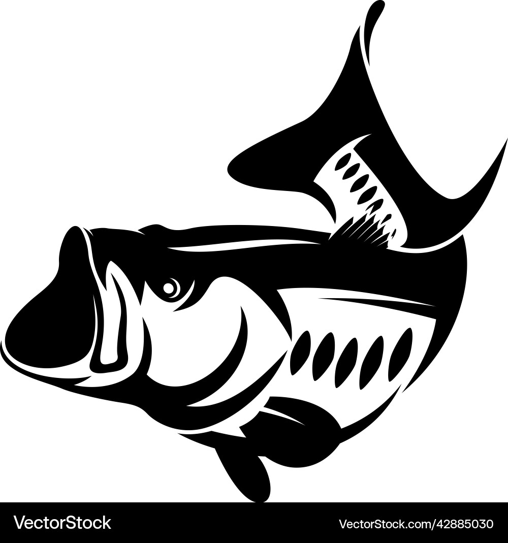 Bass fishing template Royalty Free Vector Image