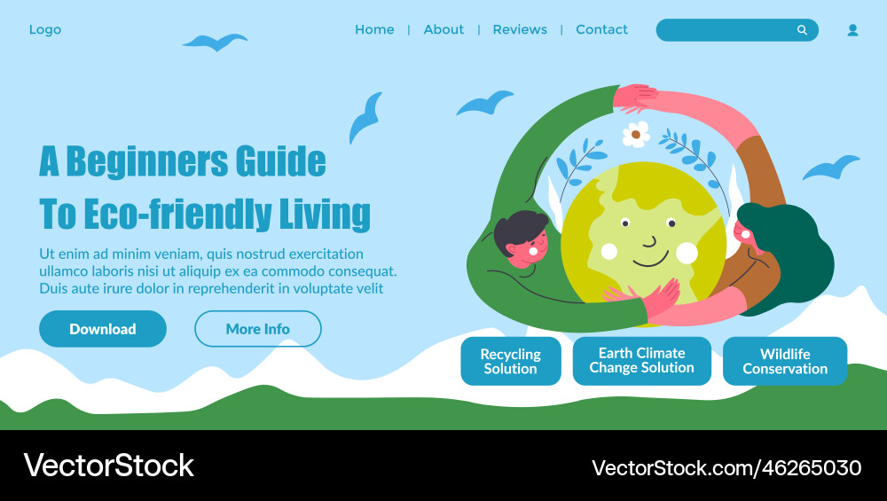 Beginners guide to eco friendly living website Vector Image
