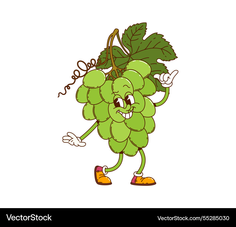 Cartoon groovy grapes berry comical character Vector Image