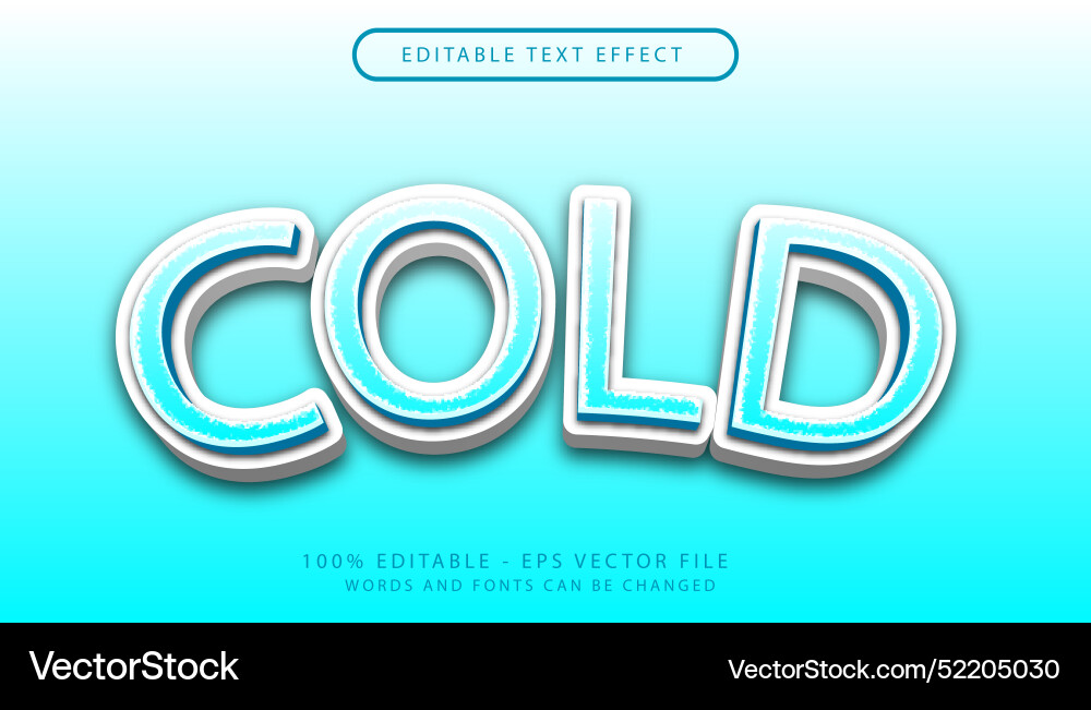 Cold 3d editable text effect template Royalty Free Vector