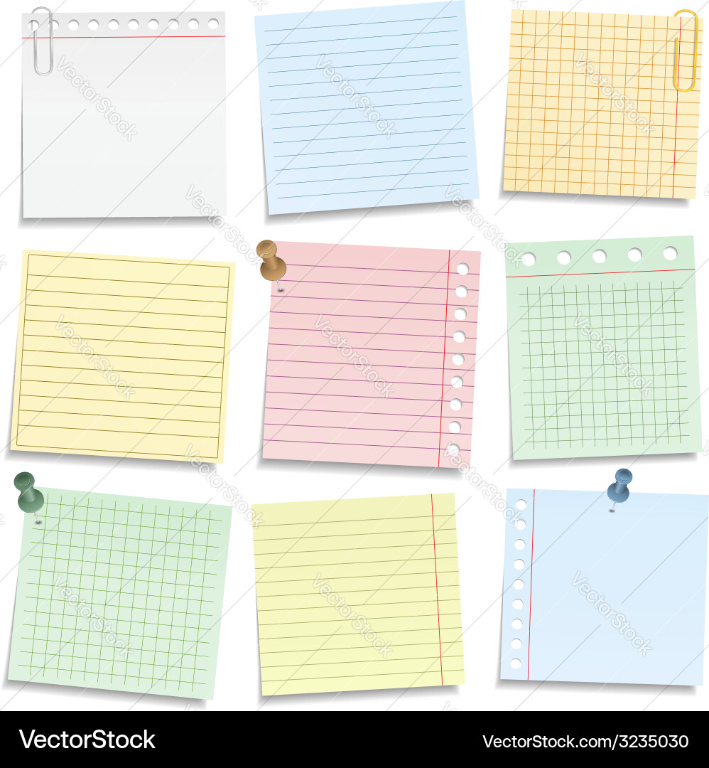 Colored notebook paper Royalty Free Vector Image
