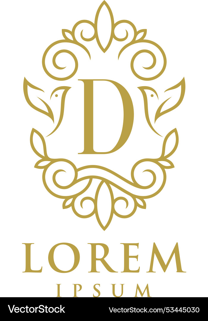 Decorative nature letter d logo template Vector Image