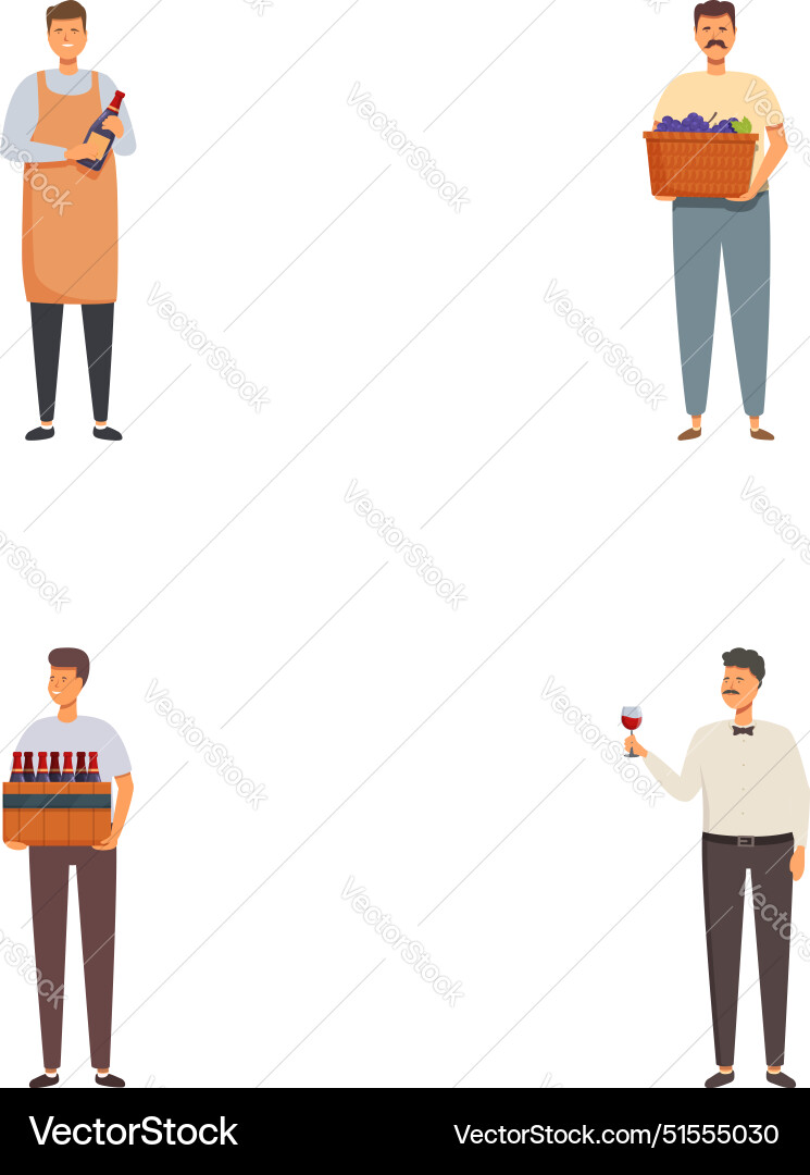Diverse men with beverages set Royalty Free Vector Image