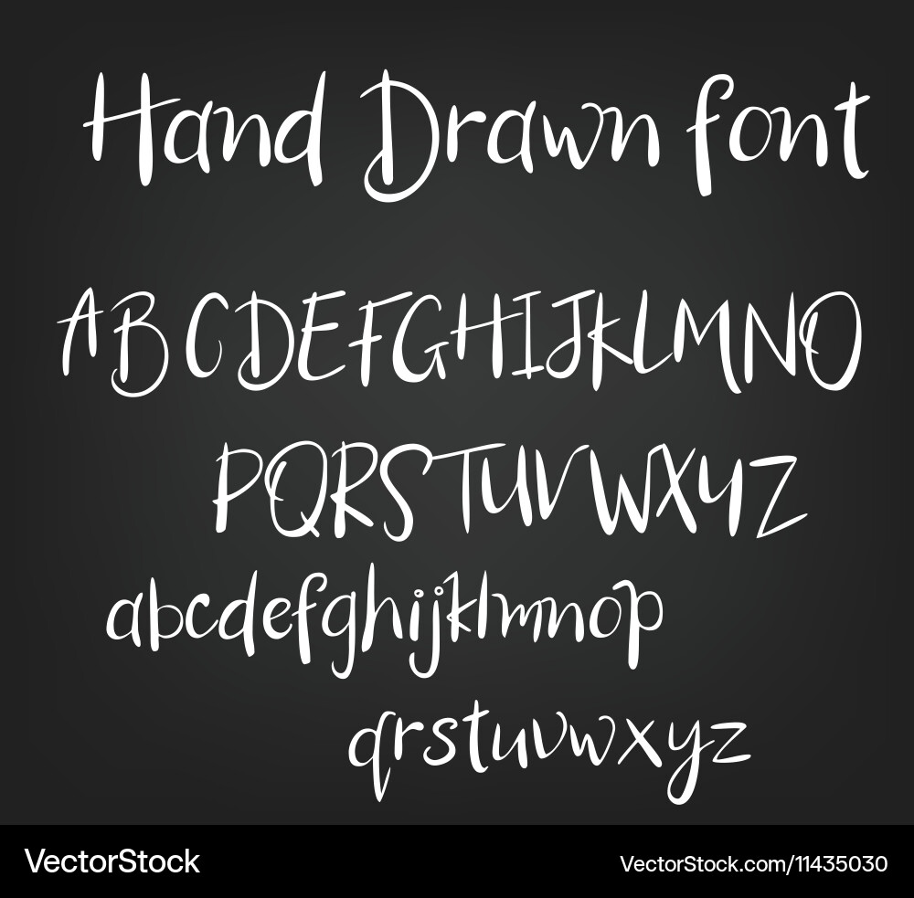 Hand drawn calligraphic font handmade Royalty Free Vector