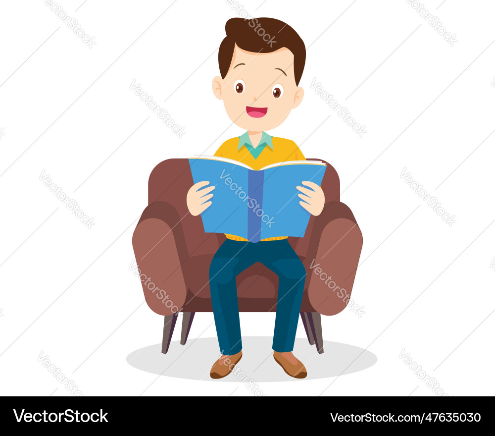 Man reading book Royalty Free Vector Image - VectorStock